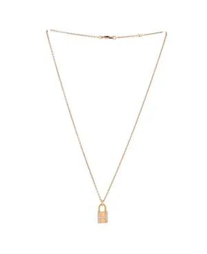Hermès Amulettes Cadenas Pendant Necklace 18k Rose Gold With Diamonds, 16 - Pink