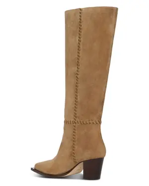 Paige Suede Knee High Boots - Camel