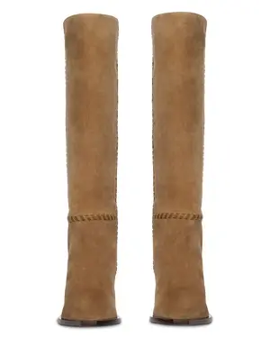 Paige Suede Knee High Boots - Camel