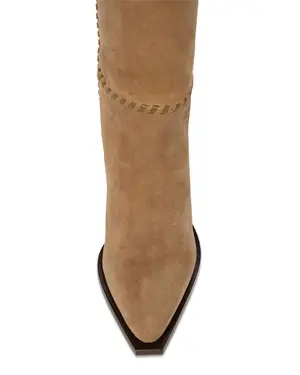 Paige Suede Knee High Boots - Camel