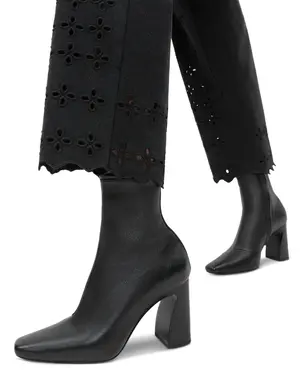 LOEFFLER RANDALL Leather High Heel Ankle Boots - Black