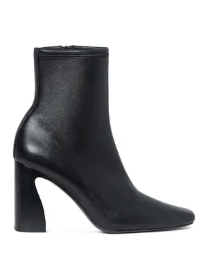 LOEFFLER RANDALL Leather High Heel Ankle Boots - Black