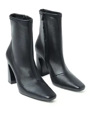 LOEFFLER RANDALL Leather High Heel Ankle Boots - Black