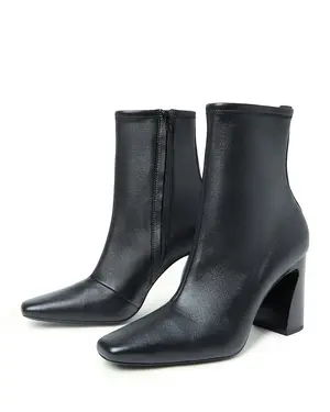 LOEFFLER RANDALL Leather High Heel Ankle Boots - Black