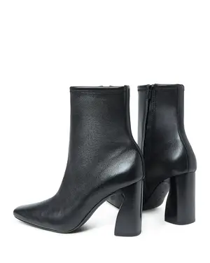 LOEFFLER RANDALL Leather High Heel Ankle Boots - Black