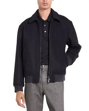 Theory Melton Wool Bomber Jacket - Phantom Melange
