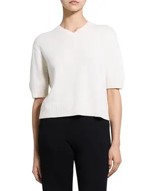 Theory Crop V Cashmere Tee - Ivory