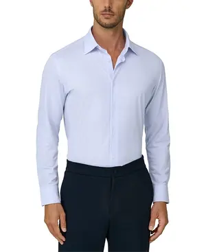 Boggi Milano Checked Japanese Jersey Regular Fit Polo Shirt - Light Blue