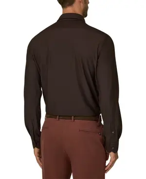 Boggi Milano Stretch Nylon B Tech Slim Fit Shirt - Dark Brown