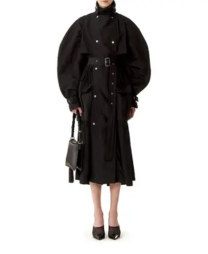 LANVIN Bi-material Trench Coat In Silk Faille And Charmeuse Fabric