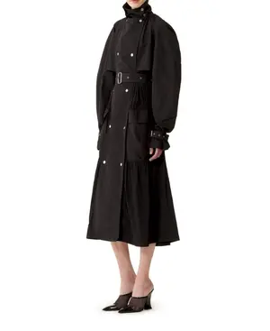 LANVIN Bi-material Trench Coat In Silk Faille And Charmeuse Fabric