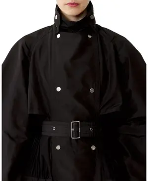 LANVIN Bi-material Trench Coat In Silk Faille And Charmeuse Fabric