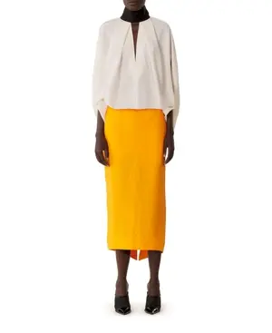 LANVIN Asymmetrical Midi Skirt In Paper And Viscose