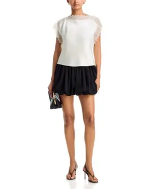 Aqua Lace Trim Satin Top Exclusive