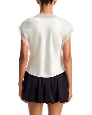 Aqua Lace Trim Satin Top Exclusive