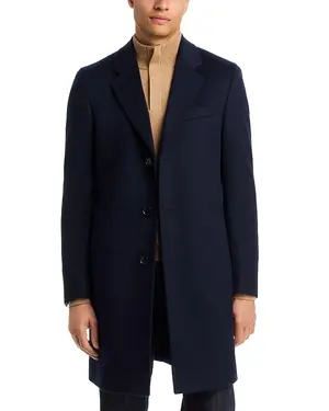 BOSS Hyde Slim Fit Wool Blend Coat - Navy