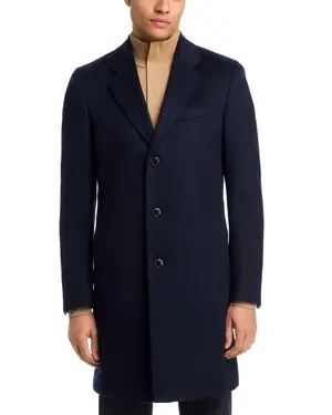 BOSS Hyde Slim Fit Wool Blend Coat - Navy