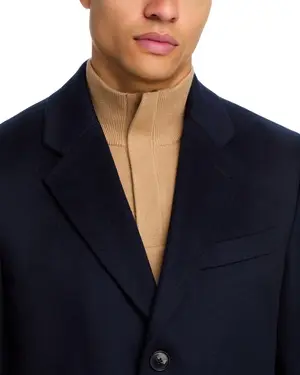 BOSS Hyde Slim Fit Wool Blend Coat - Navy