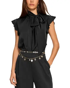 Ramy Brook Irene Tie Neck Wide Leg Jumpsuit