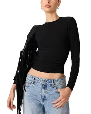 Steve Madden Seline Long Sleeve Knit Top - Black