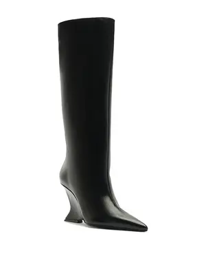 Schutz Siena Leather Sculpted Heel Knee High Boots