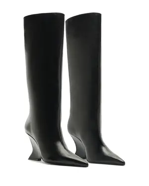Schutz Siena Leather Sculpted Heel Knee High Boots