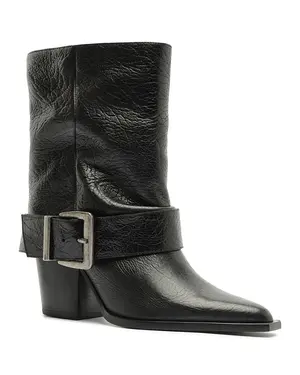 Schutz Parker Leather Moto Boots - Black