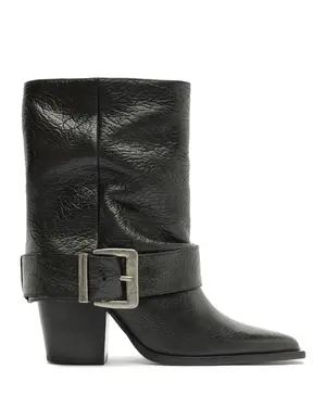 Schutz Parker Leather Moto Boots - Black