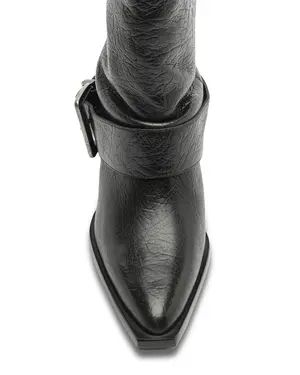 Schutz Parker Leather Moto Boots - Black
