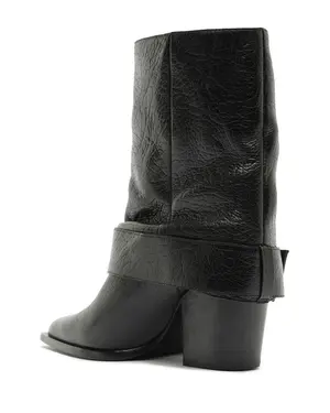 Schutz Parker Leather Moto Boots - Black