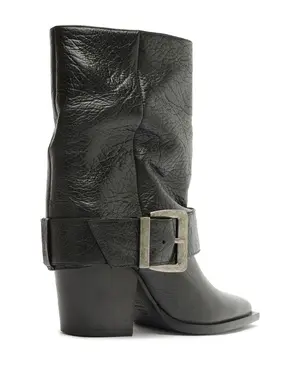 Schutz Parker Leather Moto Boots - Black