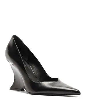 Schutz Siena Leather Wedge Pumps - Black