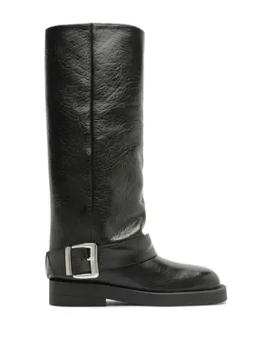 Schutz Patrice Up Leather Moto Knee High Boots