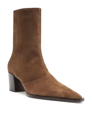 Schutz Raffaela Suede Mid Calf Boots - Brown