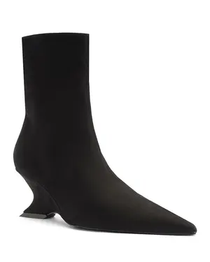 Schutz Siena Leather Wedge Heel Booties - Black