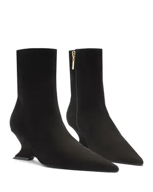 Schutz Siena Leather Wedge Heel Booties