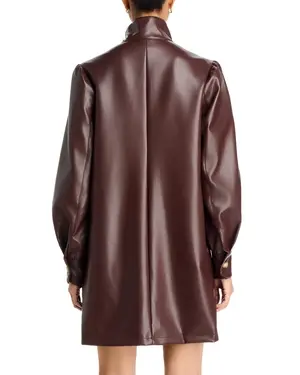 AREA STARS Wren Faux Leather Button Front Dress