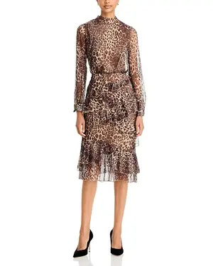 AREA STARS Jayla Print Tiered Ruffle Dress - Leopard