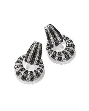 Bloomingdale'S Black & White Diamond Doorknocker Earrings In 14k White Gold - Black/white