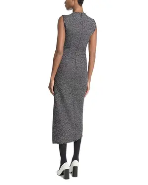 Michael Kors Tweed Frayed Ruched Sheath Dress