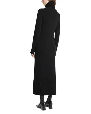 Michael Kors Merino Wool Turtleneck Long Sleeve Dress - Black