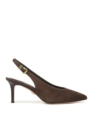 Veronica Beard Luciana Suede Slingback Pumps - Espresso