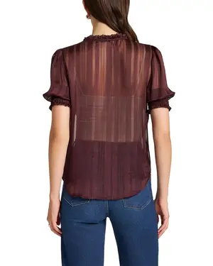 MATTY M Indie Smocked Metallic Top