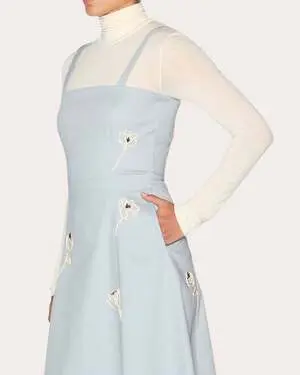 LIA COHEN Reflection Embroidered Floral A-line Dress