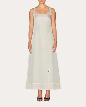 LIA COHEN Self Love Embroidered Silk Organza A-line Dress - Neutral