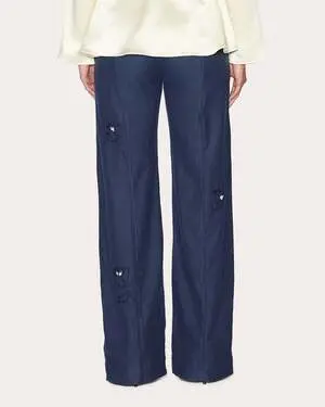 LIA COHEN Intuition Embroidered Floral Straight-leg Pants