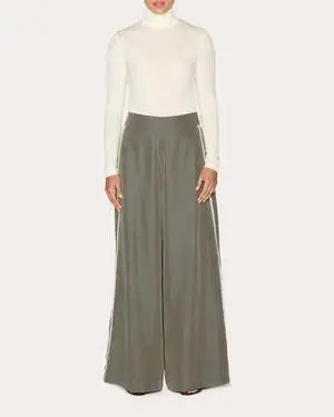 LIA COHEN Radiance Grosgrain Wide-leg Pants - Green
