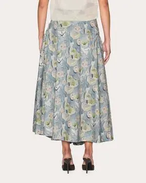 LIA COHEN Heritage Floral Smocked Midi Skirt