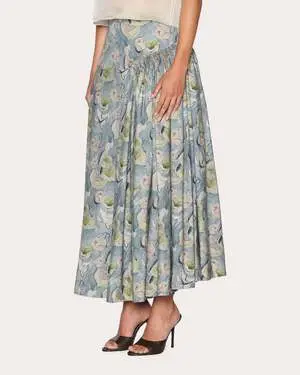 LIA COHEN Heritage Floral Smocked Midi Skirt
