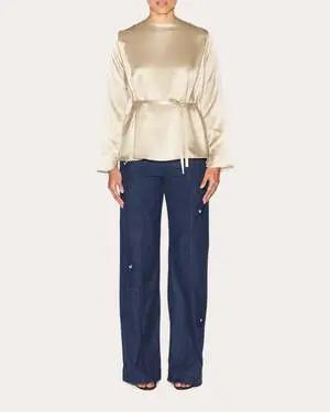 LIA COHEN Wholesome Silk Long-sleeve Top - Neutral